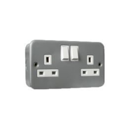2 Gang Metal Switched Socket