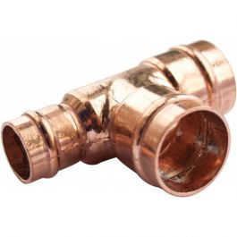 Copper Solder Ring Reducing Tee 22mm x 15mm x 22mm